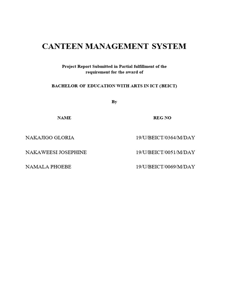 Canteen Management System | PDF | Databases | Information Technology