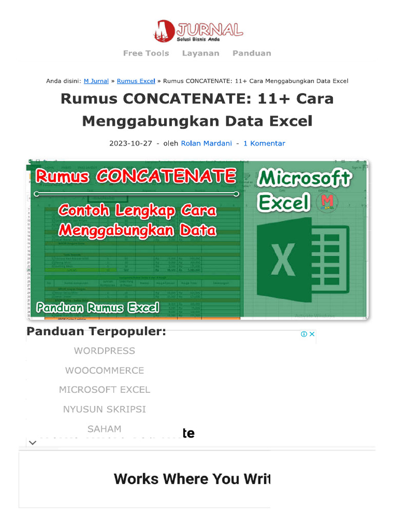 Rumus CONCATENATE - 11+ Cara Menggabungkan Data Excel - M Jurnal | PDF