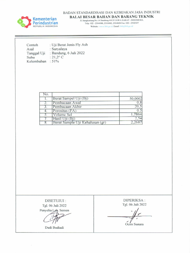 01 Uji BJ Semen 01 | PDF