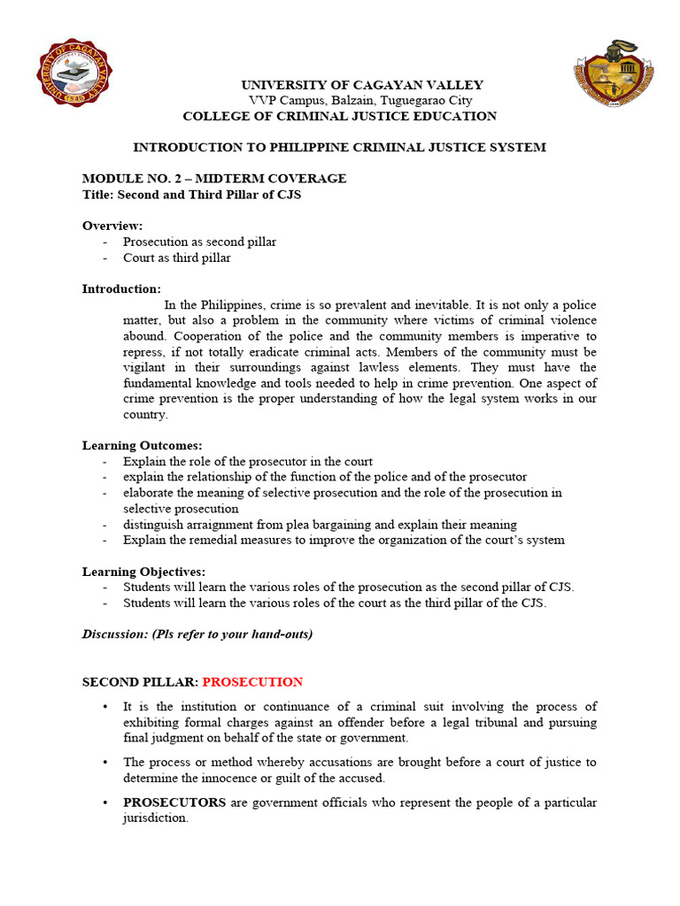 CLJ 101 Midterm Module | PDF | Prosecutor | Plea