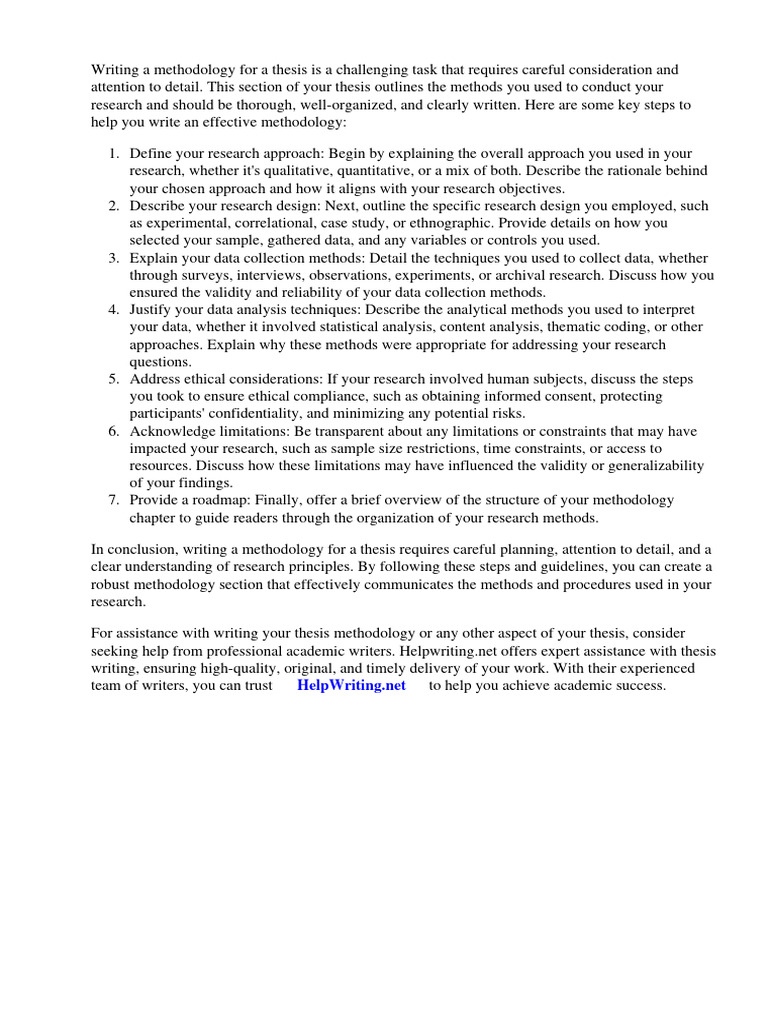 How To Write A Methodology For Thesis | PDF | Methodology | Survey Methodology