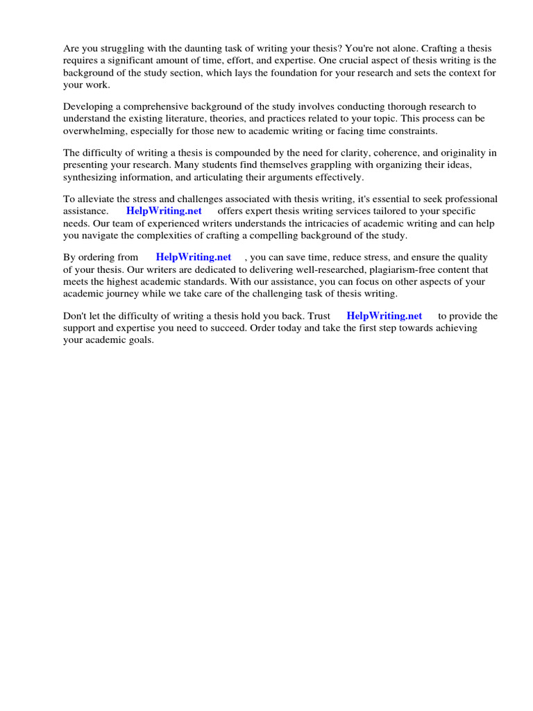 Background of Study in Thesis Writing | PDF