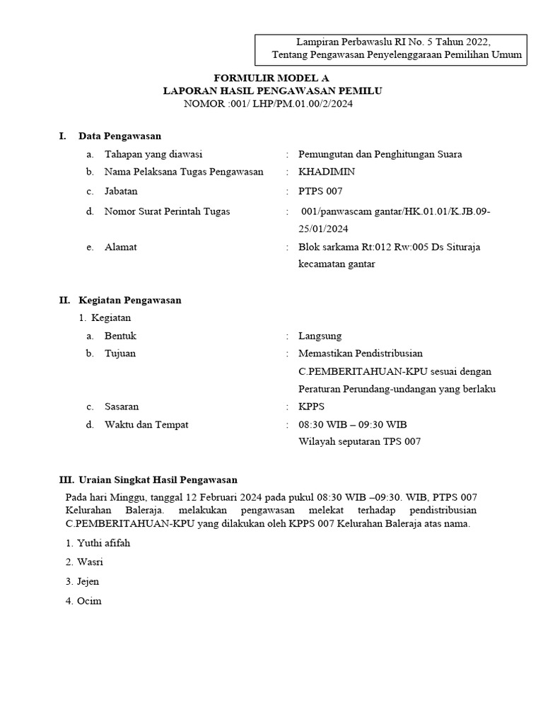 LHP Pendistribusian Model C Pemberitahuan Ptps 07 Baleraja | PDF LHP Pendistribusian Model C Pemberitahuan Ptps 07 Baleraja | PDF