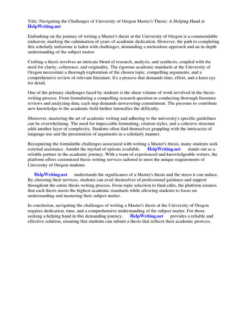 UO Master's Thesis Writing Help | PDF | Career & Growth