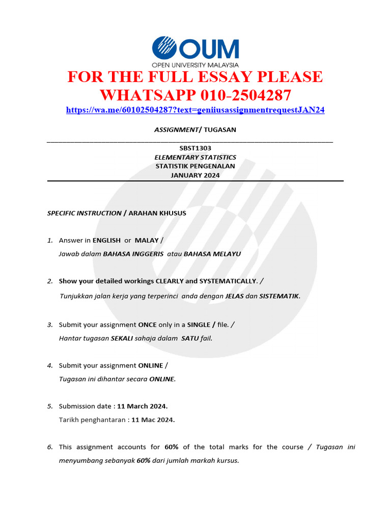 Elementary Statistics Assignment Guide | PDF | Sampling (Statistics ...