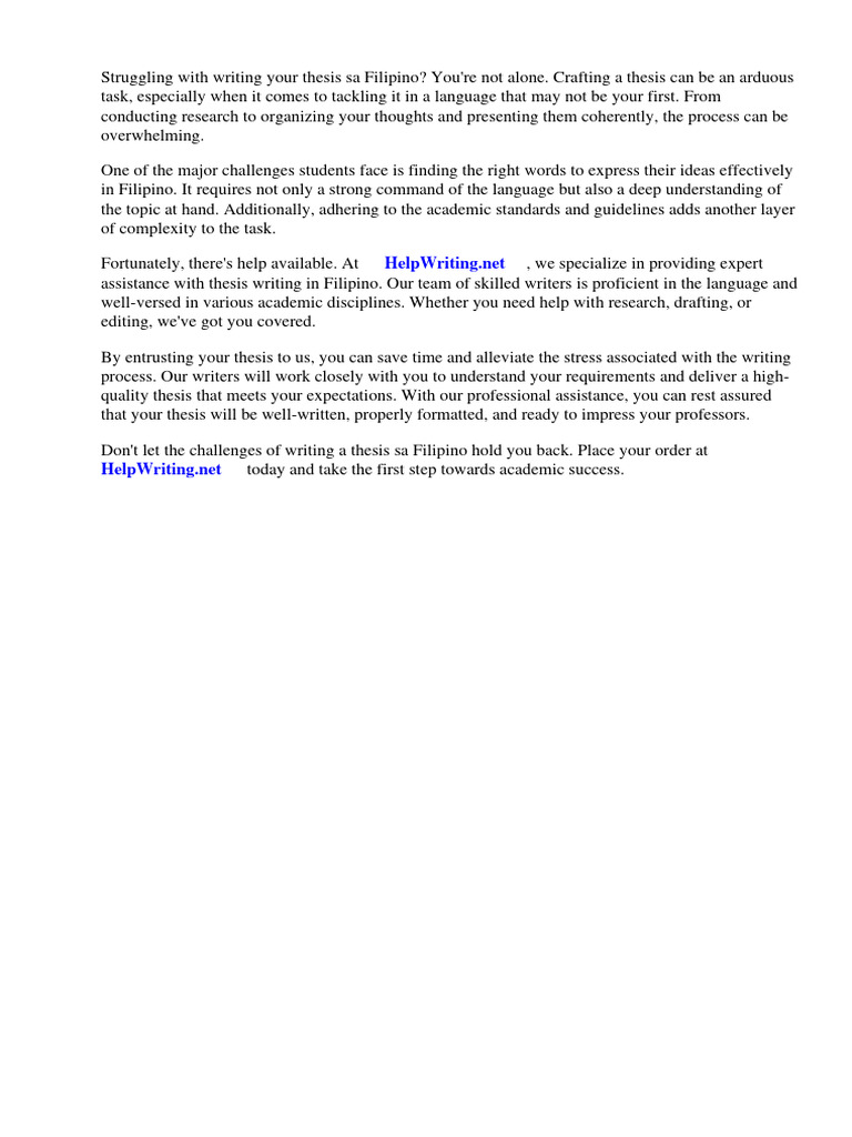 Example of Thesis Sa Filipino | PDF | Tagalog Language | Languages