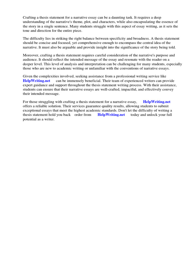 Thesis Statement For Narrative Essay Examples | Download Free PDF ...