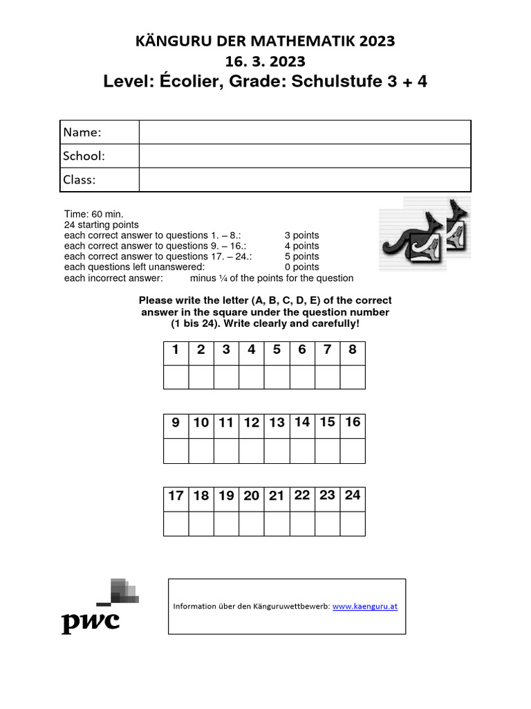 2023 Ecolier | PDF | Weight