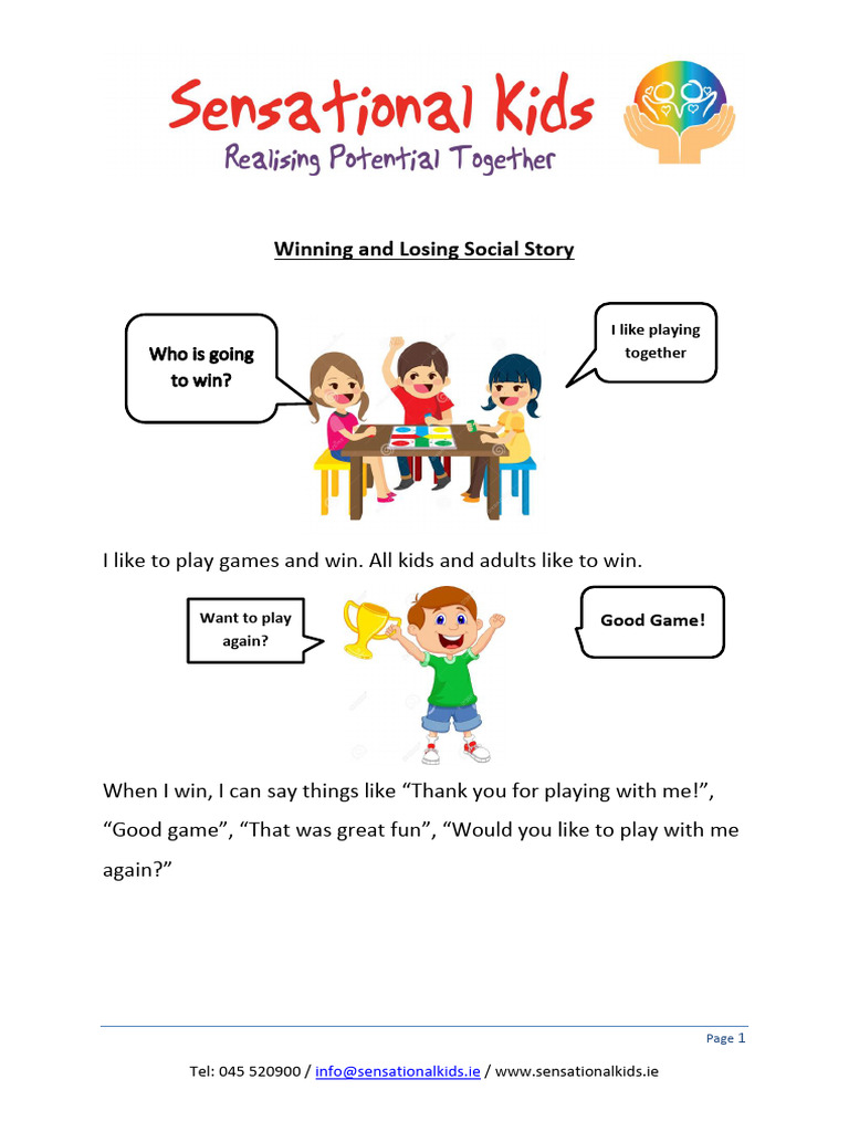 Winning and Losing Social Story | PDF