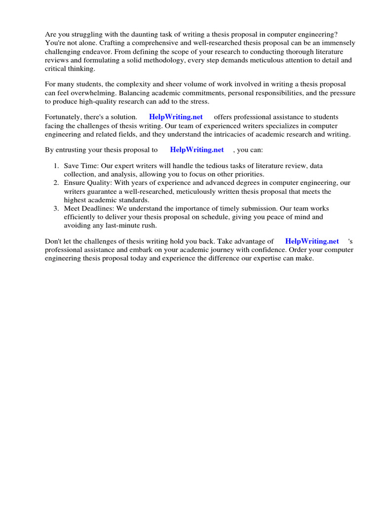 Computer Engineering Thesis Proposal PDF | PDF