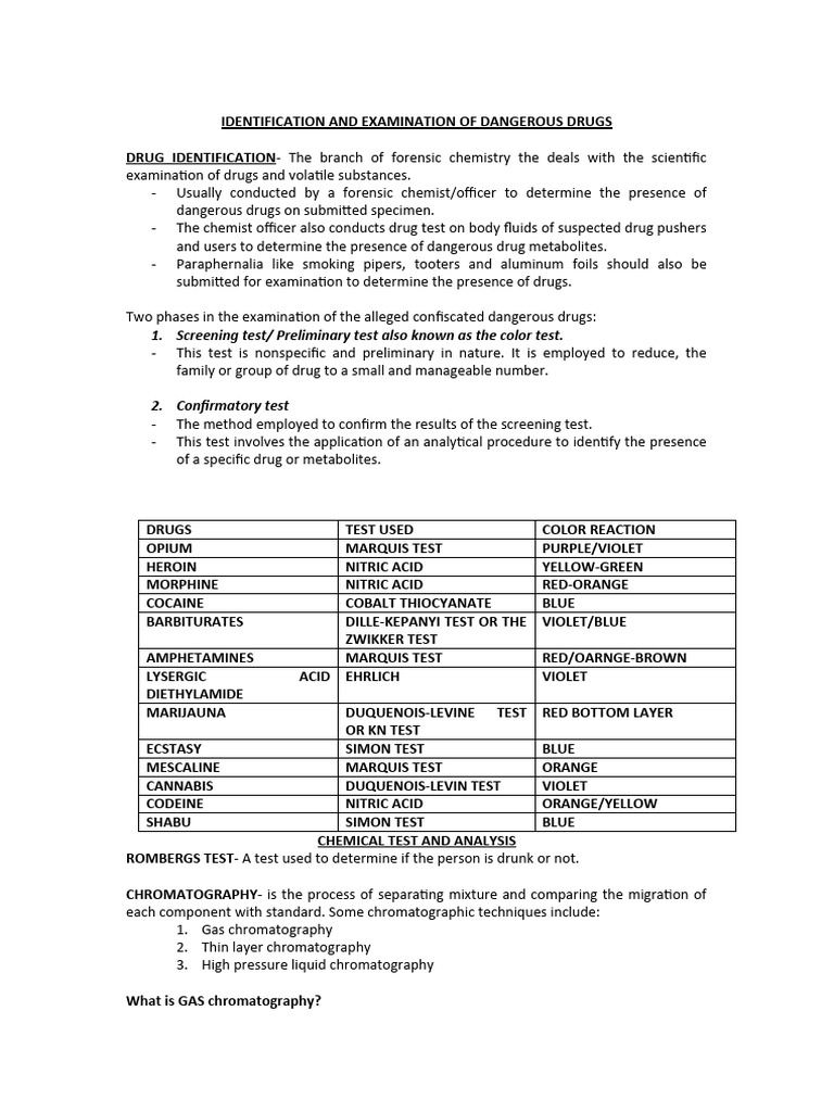 Identification and Examination of Dangerous Drugs | PDF ...