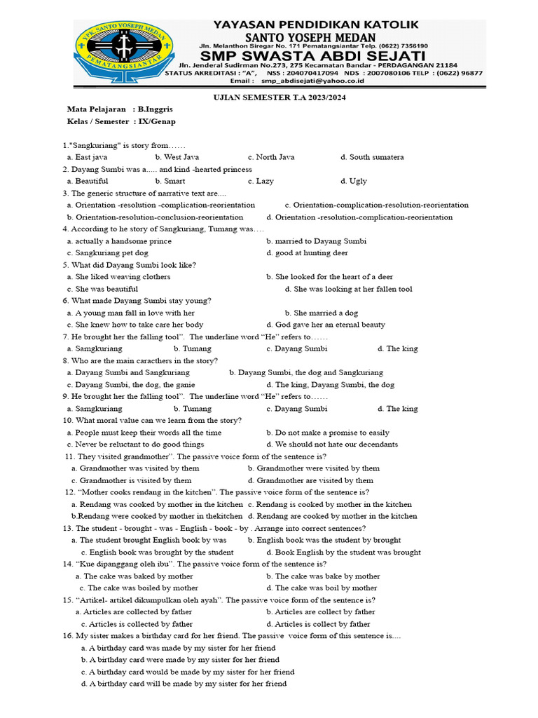 SOAL Kls 9 GENAP 2024 | Download Free PDF | Elephant