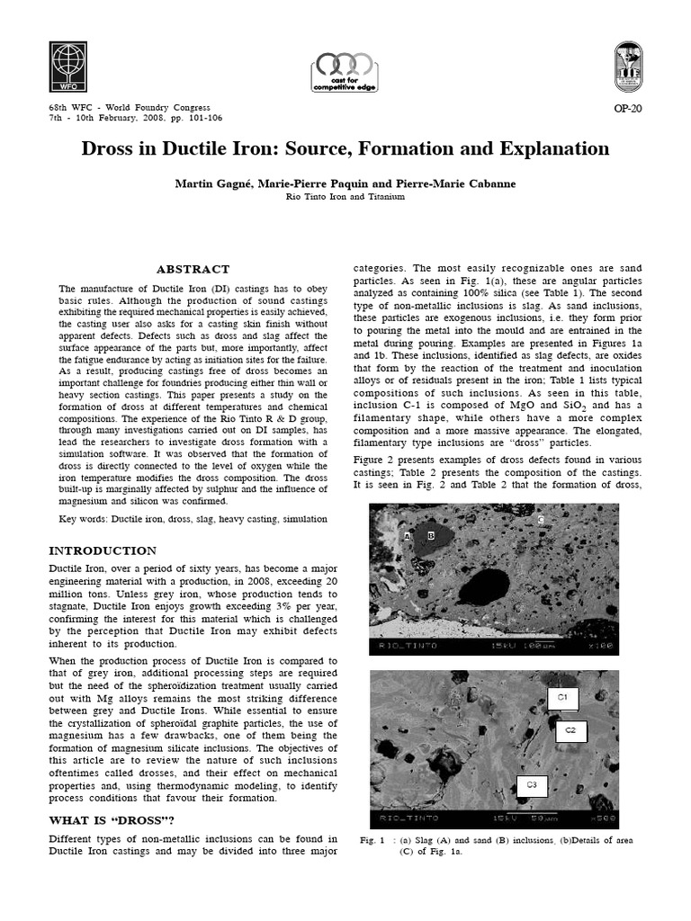 Dross in Ductile Iron | PDF | Iron | Magnesium
