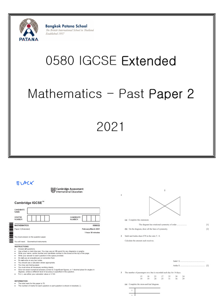 Past Paper 2 Extended 2021 | PDF | Circle | Triangle