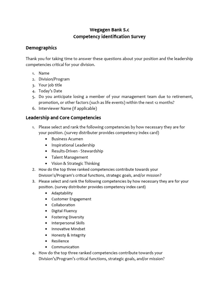 Competency Identification Survey | PDF | Mentorship | Leadership