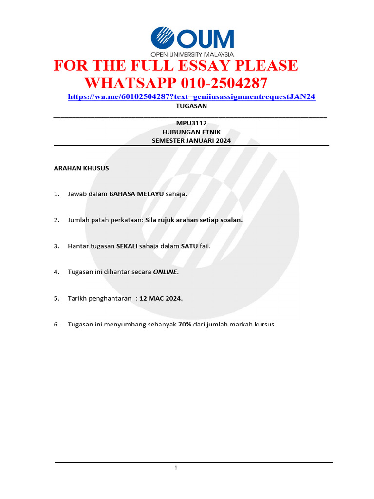 MPU3112 HUBUNGAN ETNIK | PDF