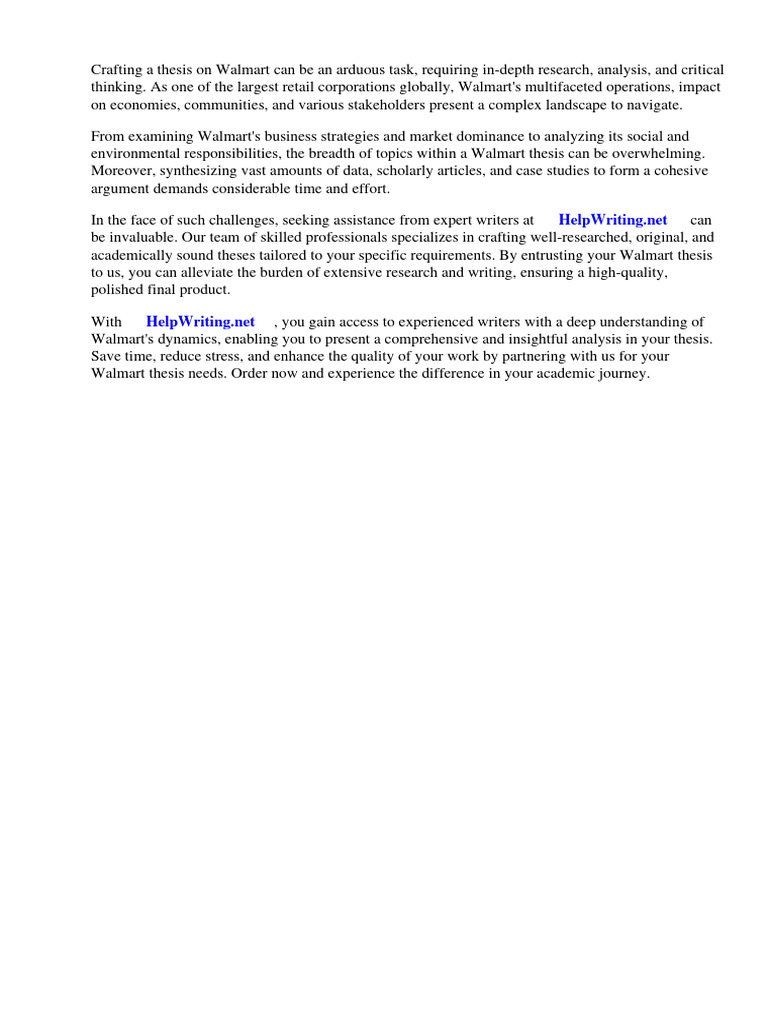 Walmart Thesis Statement | Download Free PDF | Walmart | Retail