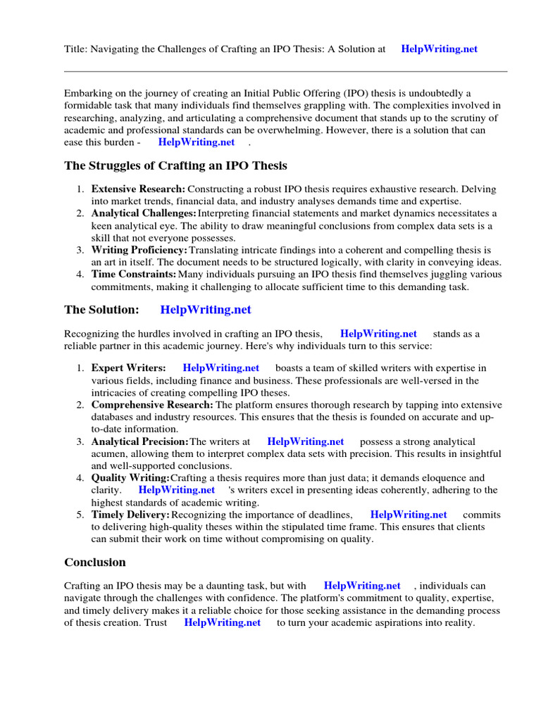 Ipo Thesis Sample | PDF | Initial Public Offering | Banks
