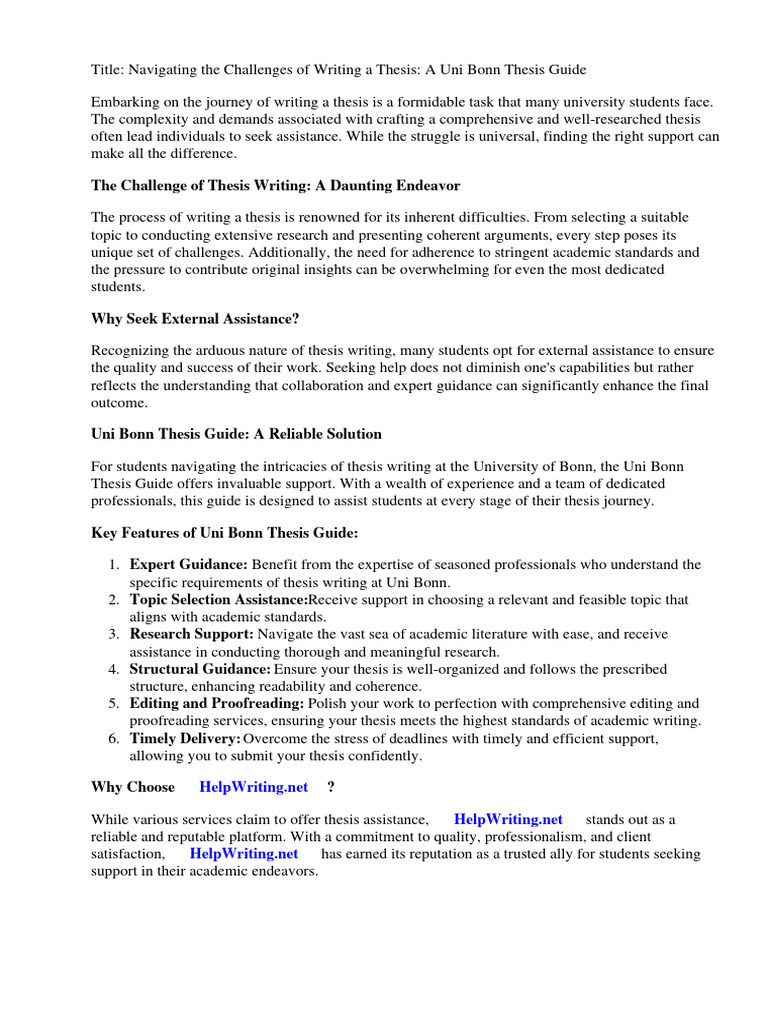 Uni Bonn Thesis Guide | PDF | Expert | Thesis