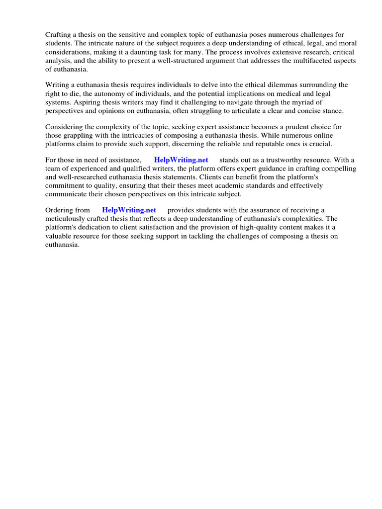Euthanasia Thesis Statement Examples | PDF | Terminal Illness | Death