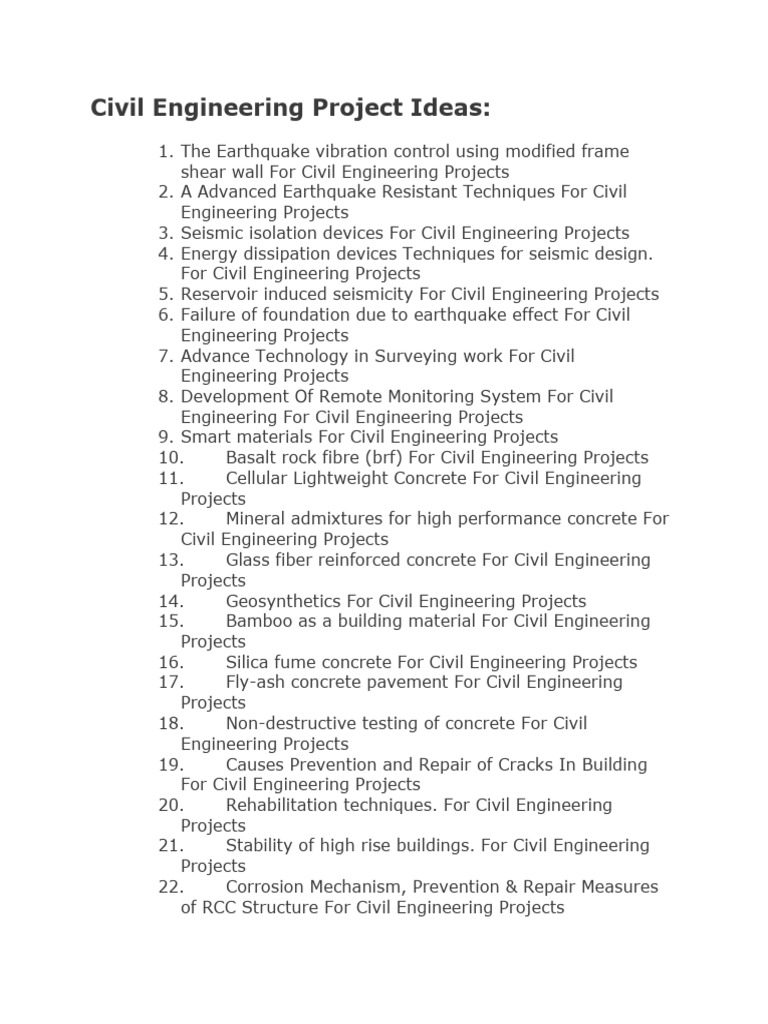 Civil Engineering Project Ideas | PDF | Civil Engineering | Concrete