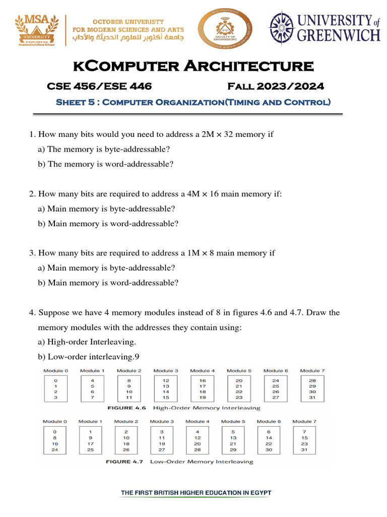 Sheet (5) - Computer Organization (Timing and Control) | PDF | Bit ...