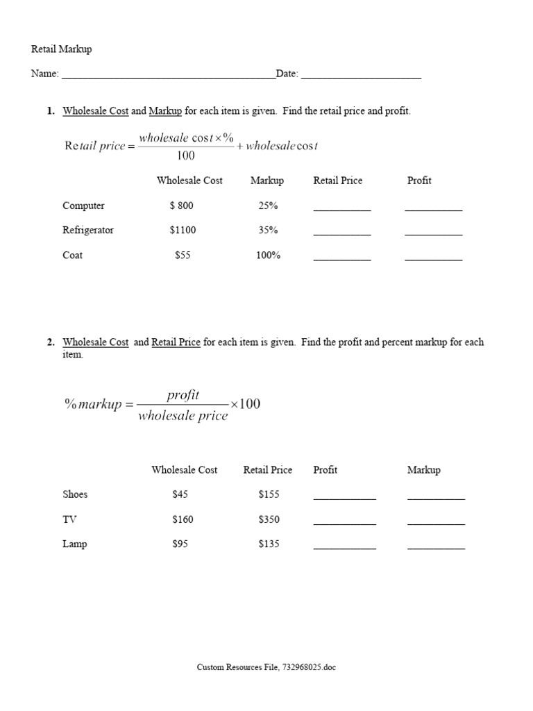 Retail Markup and Pricing Guide | PDF