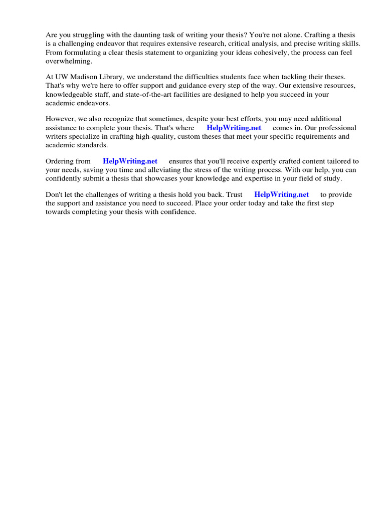 Uw Madison Library Thesis | PDF | Thesis | Psychotherapy