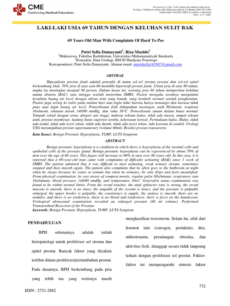 Laki-Laki Usia 69 Tahun Dengan Keluhan Sulit Bak: 69 Years Old Man With Complaints of Hard To ...