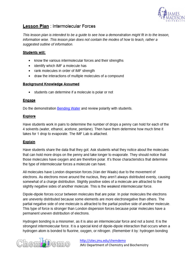 Intermolecular-Forces-Lesson-Plan | PDF | Intermolecular Force ...