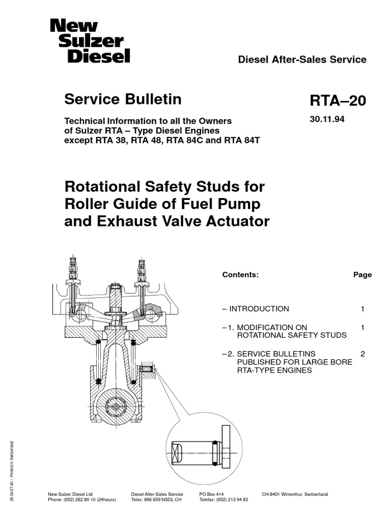 RTA-20 - Rotational Safety Studs For Roller Guide of Fuel Pumps and ...