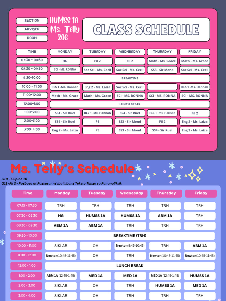 White Grey Minimalist Simple Weekly Class Schedule | PDF