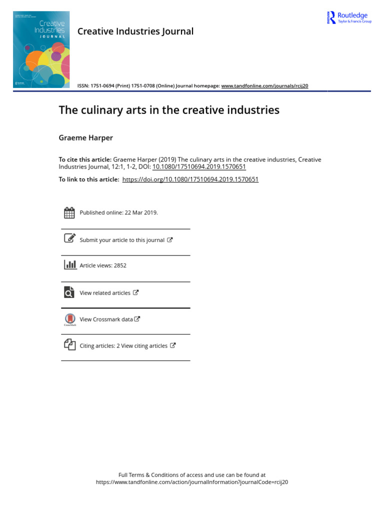 The Culinary Arts in The Creative Industries | PDF | Taste | Science