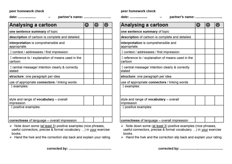 Cartoon Analysis Peer Review Checklist | PDF | Ellipsis | Language ...