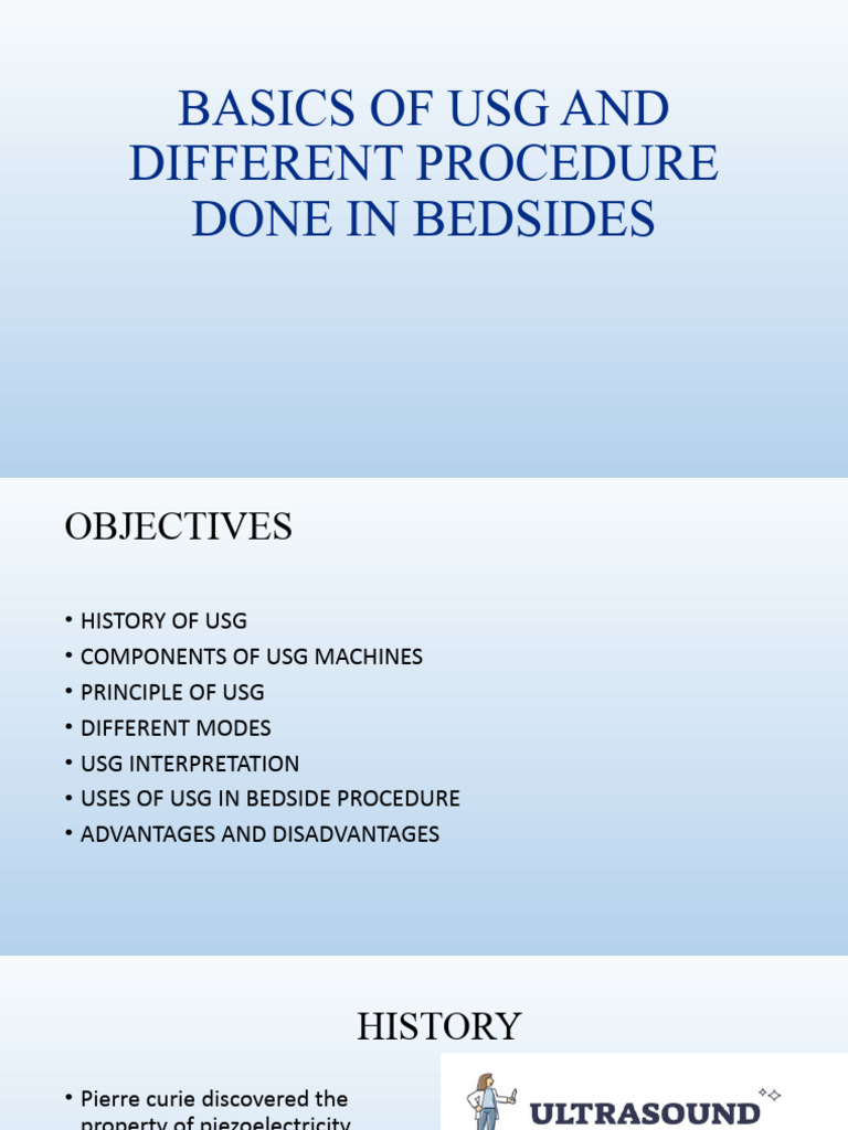 BASICS OF USG AND DIFFERENT PROCEDURE DONE IN BEDSIDES (1) | PDF