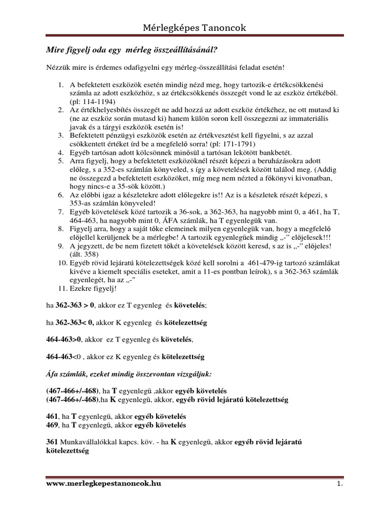 Merlegosszeallitas Elmelet | PDF