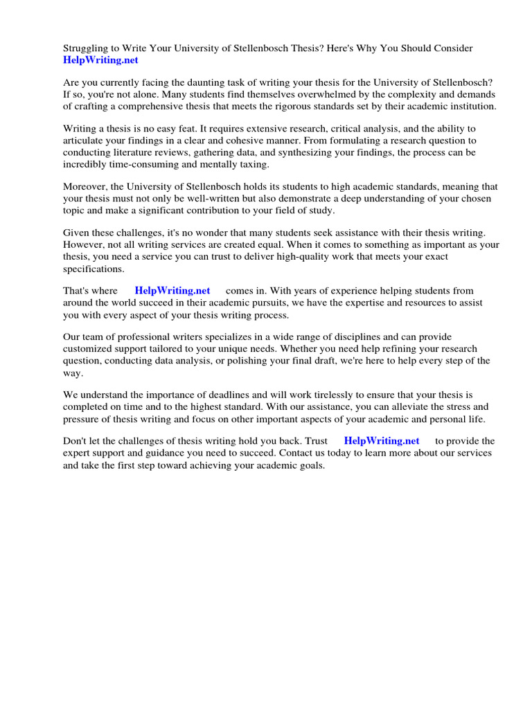 University of Stellenbosch Thesis Template | Download Free PDF | Thesis ...