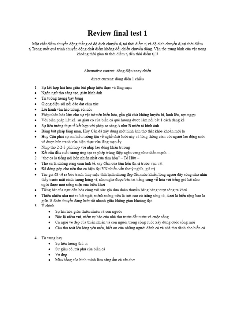 Review Final Test 1 | PDF