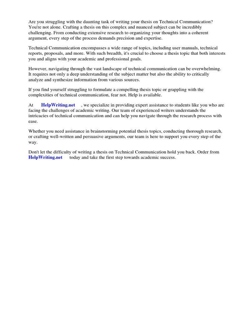 Technical Communication Thesis Topics | PDF | Internet Of Things ...