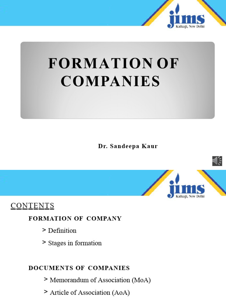 Topic 1 - Formation of Company | PDF | Prospectus (Finance) | Companies