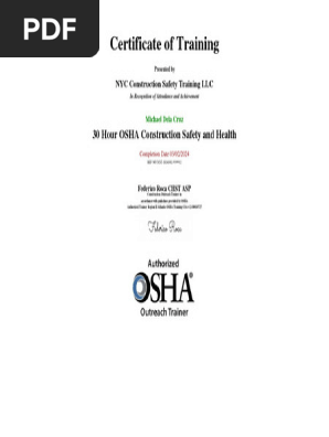Osha 10 Certificate Template