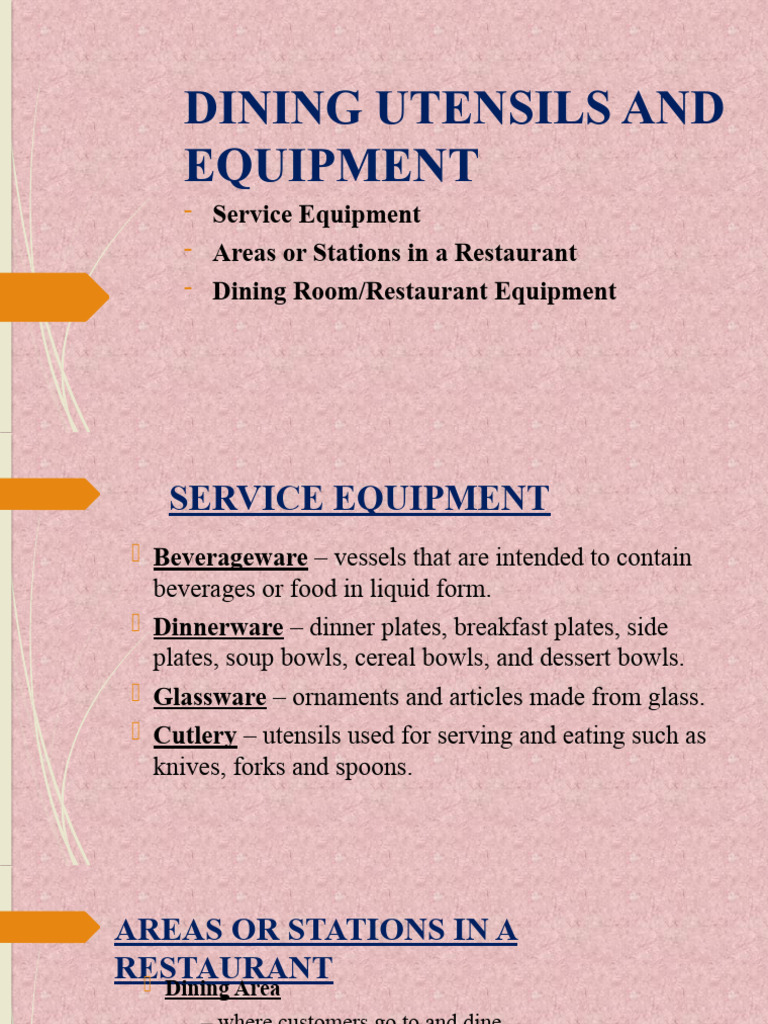 Essential Dining Utensils & Equipment Guide | PDF | Tableware | Home