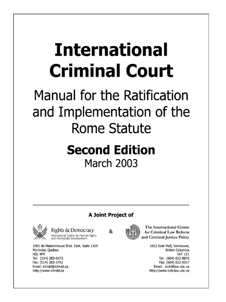 ICC - Manual of Ratification and Implementation | PDF | International ...