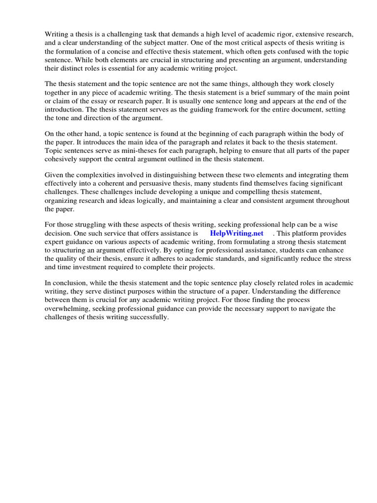 Thesis Statement vs. Topic Sentence Guide | PDF | Foreign Language Studies