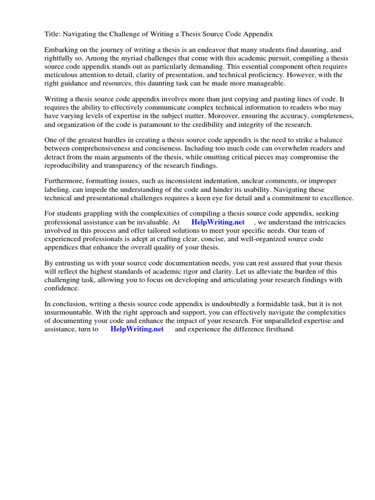 Thesis Source Code Appendix | PDF | Thesis | Paragraph