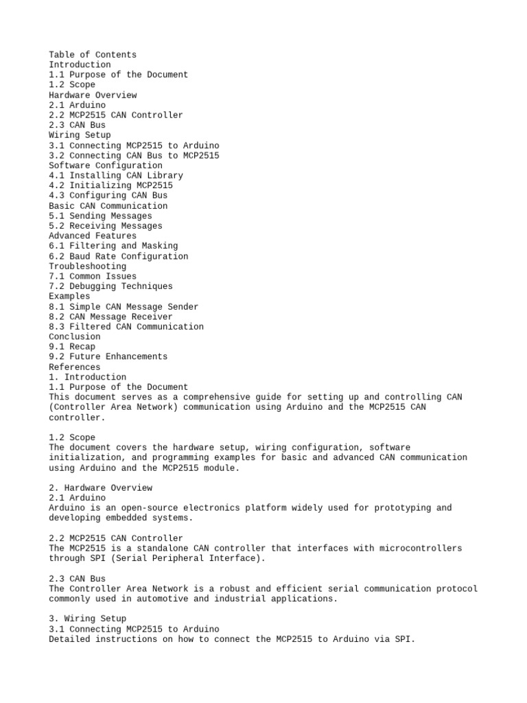 Canbus Sniffer Using Aurdino and mcp2515 | PDF | Arduino | Computer Architecture