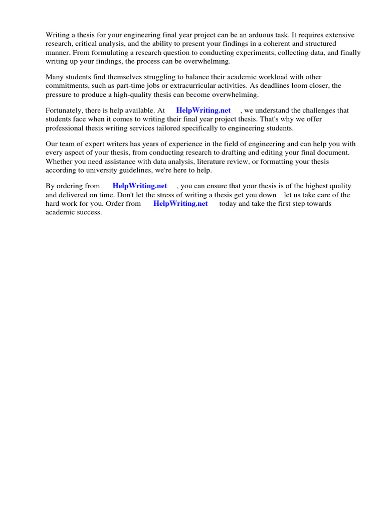 Engineering Final Year Project Thesis | PDF | Engineering | Thesis