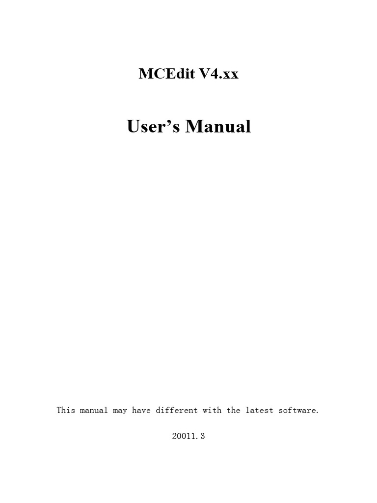 MCEdit User's Manual | PDF | Computer File | Graphical User Interfaces
