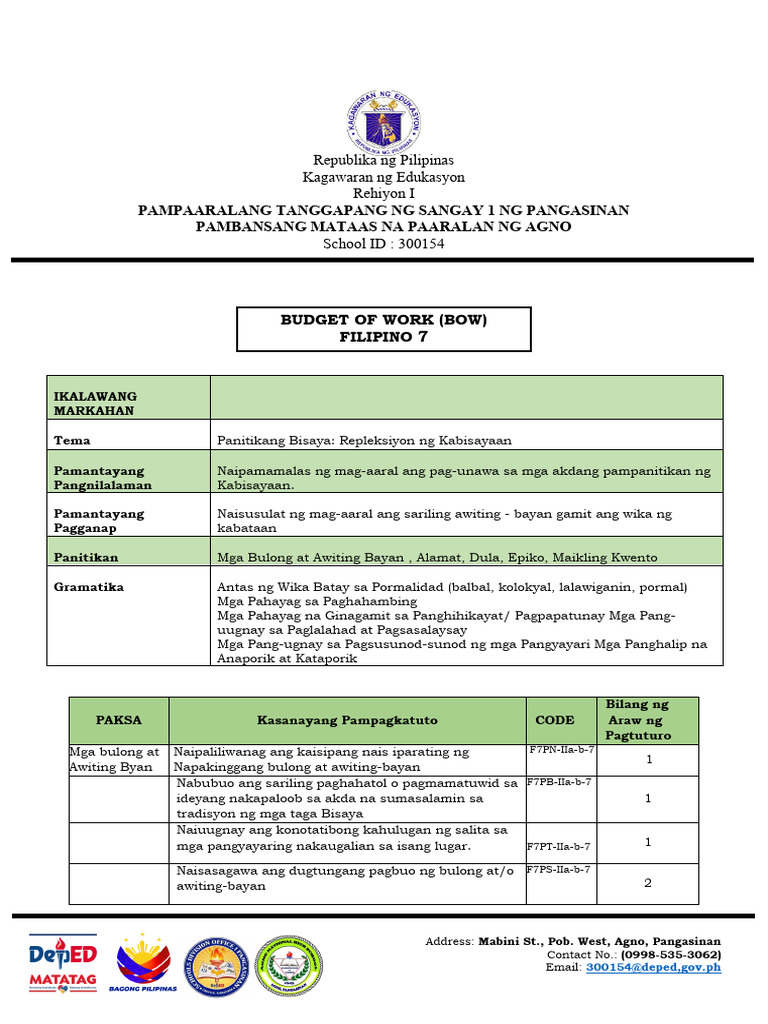 BOW Q2 Filipino 7 | PDF