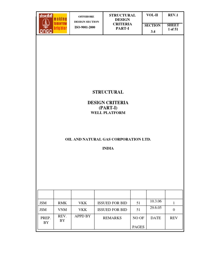 ONGC - EIL - Structural Design Criteria - Part I | PDF | Structural ...